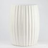 RYIR114-B_Matte white stripe pleated ceramic patio stool – ALL Ceramic ...