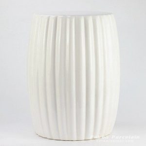 RYIR114-B_Matte white stripe pleated ceramic patio stool – ALL Ceramic ...