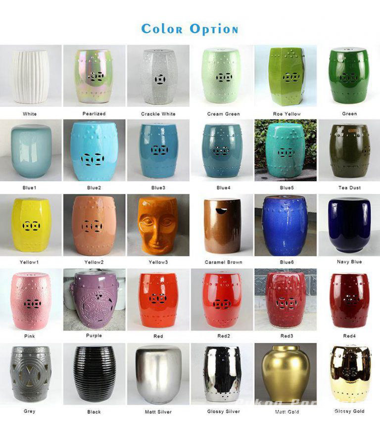 RYIR114-B_Matte white stripe pleated ceramic patio stool – ALL Ceramic ...