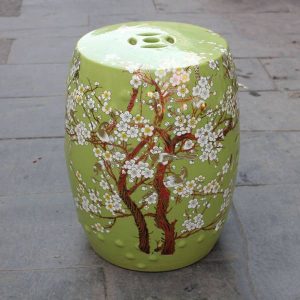 RYKB116-G_Chinese ceramic red garden outdoor stool with floral design ...