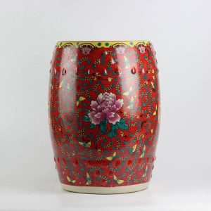 RYKB141-C_Peony butterfly pattern royal ceramic drum stools,red garden ...